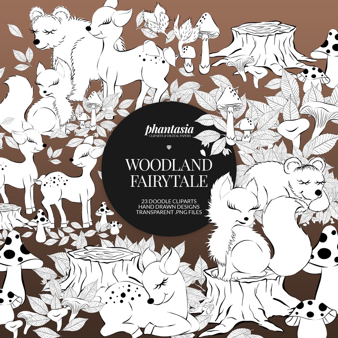 Forest Animals Doodle Cliparts, Digital Stamps, Doodle Stamp, Doodle ...