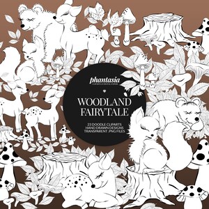 Forest Animals Doodle Cliparts, Digital Stamps, Doodle Stamp, Doodle ...