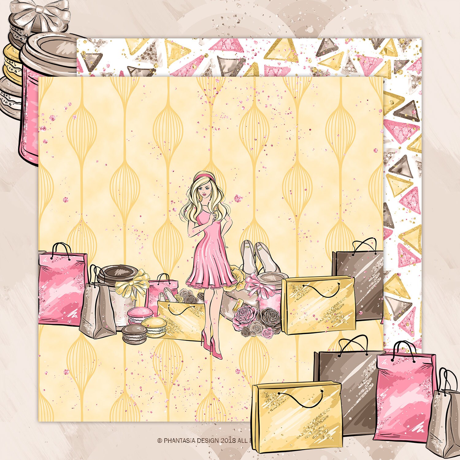 Shopping Digital Paper Pack Spring Digital Paper Shopping | Etsy