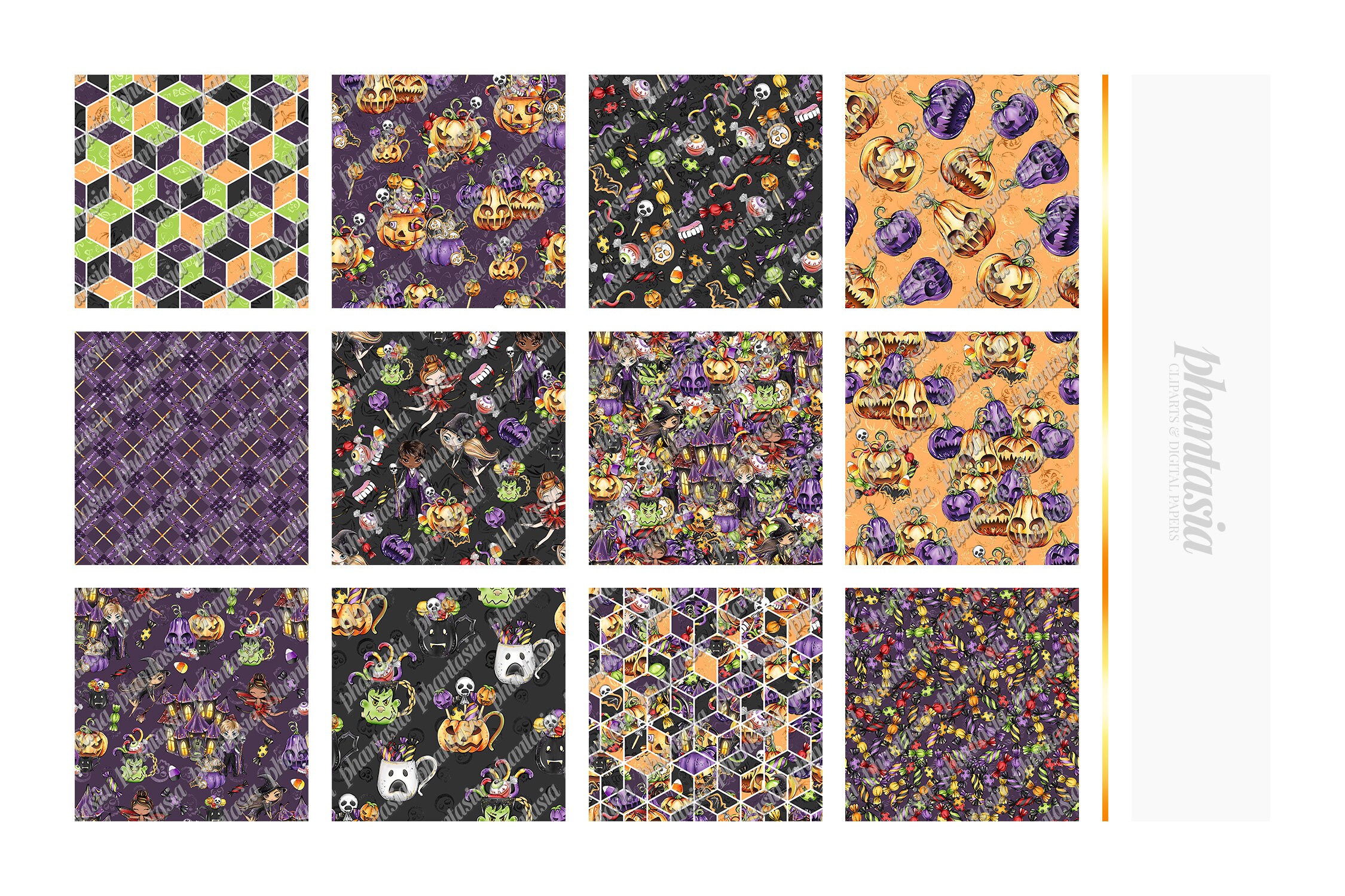 Halloween Digital Papers Halloween Patterns Halloween | Etsy