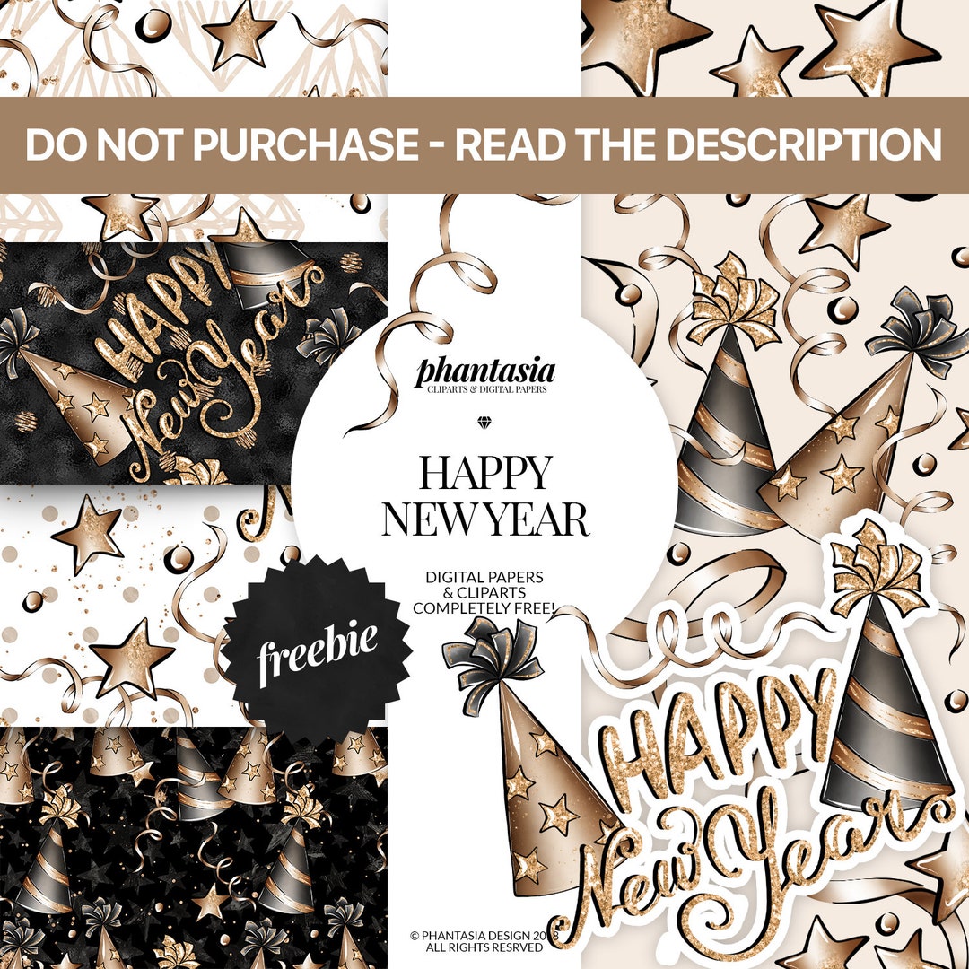New Years Freebie, Free Digital Papers, Free Cliparts, New Year Digital ...