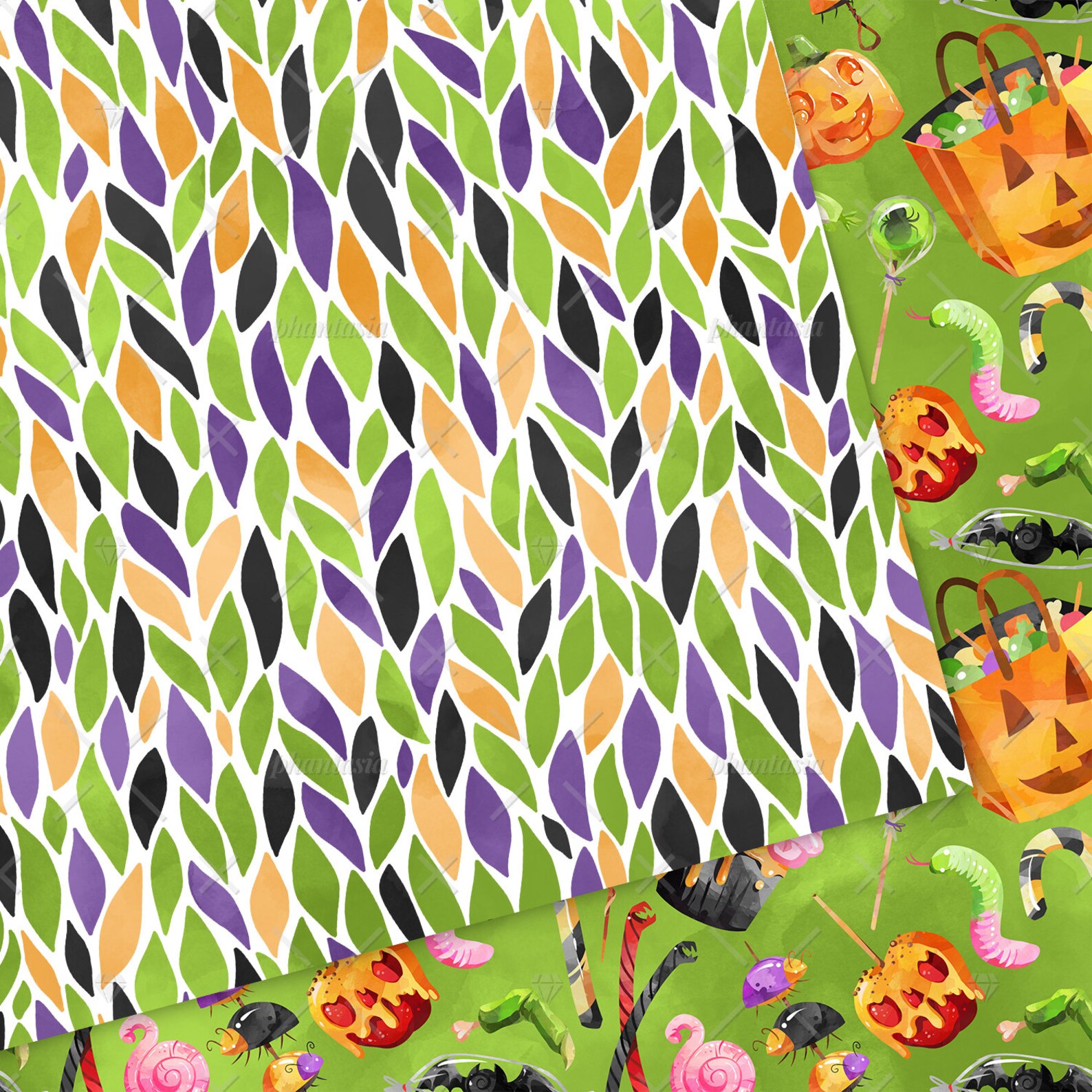 Halloween Candy Digital Paper, Creepy Treats, Spooky Sweets, Halloween ...