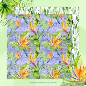 Tropical Digital Paper, Tropical Leaves, Tropical Planner, Summer ...