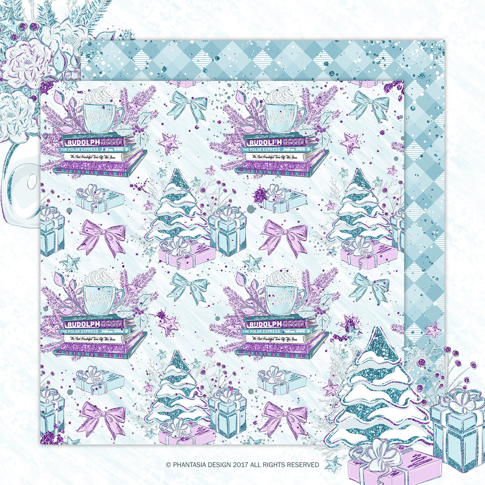 Frozen Christmas Digital Paper Pack, Christmas Digital Paper, Christmas ...
