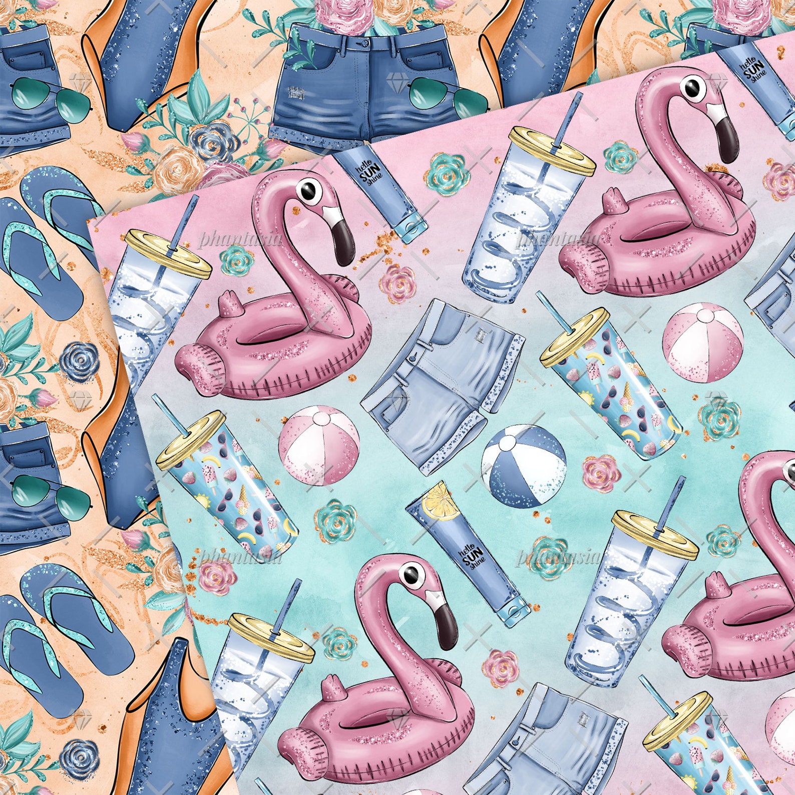 Poolside Digital Papers, Summer Papers, Summer Digital, Summer Planner ...