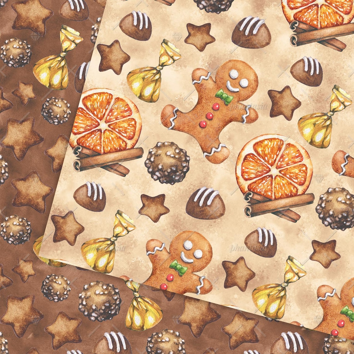 Gingerbread Digital Paper Christmas Patterns Winter Digital - Etsy