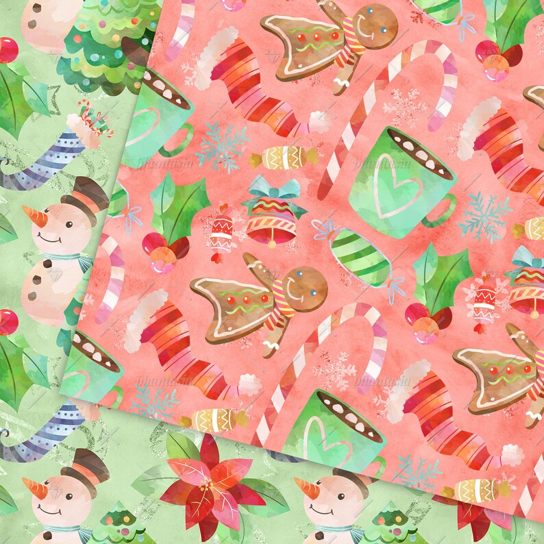 Christmas Digital Papers Cute Christmas Pastel Christmas - Etsy