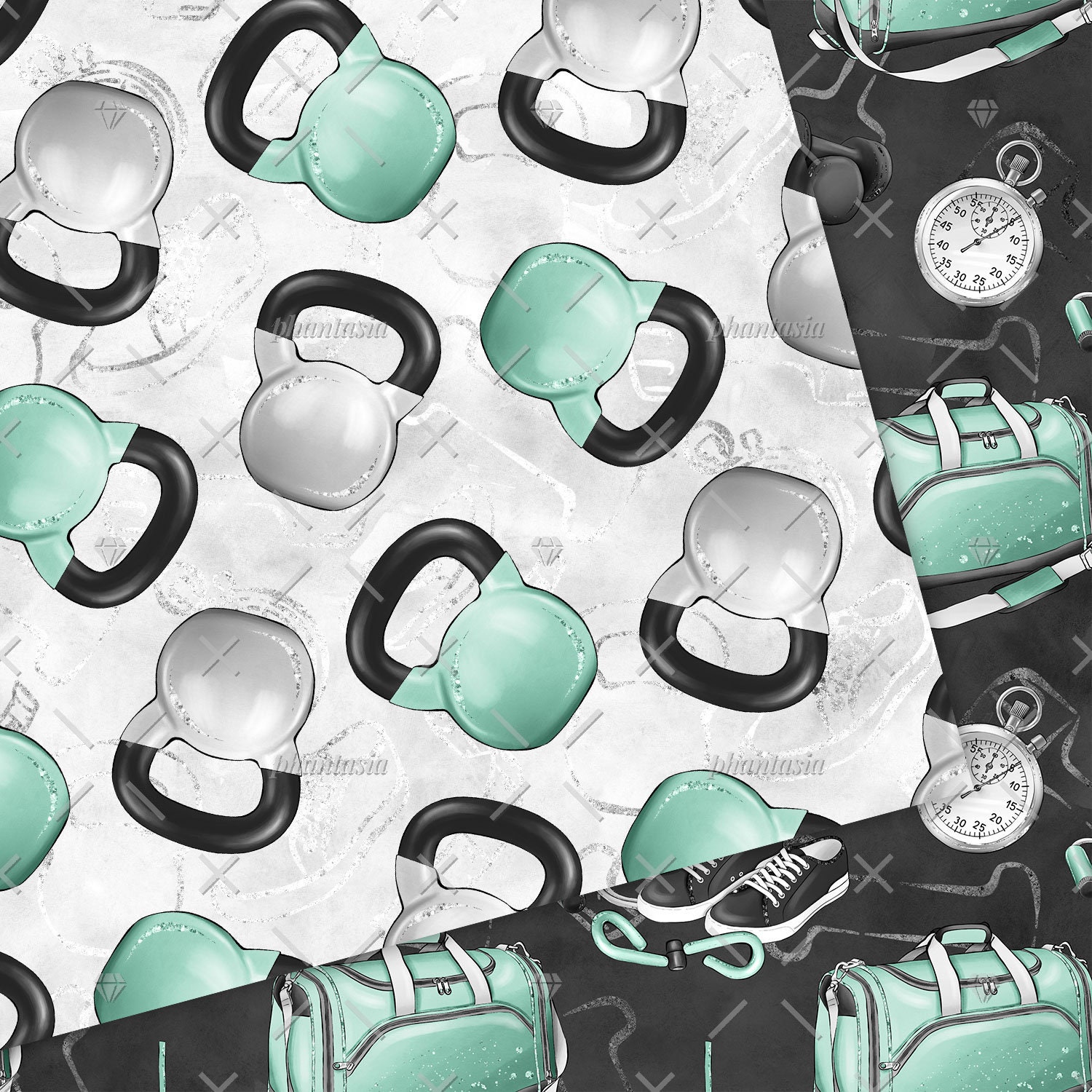 Fitness Digital Papers Workout Patterns Gym Digital Workout - Etsy