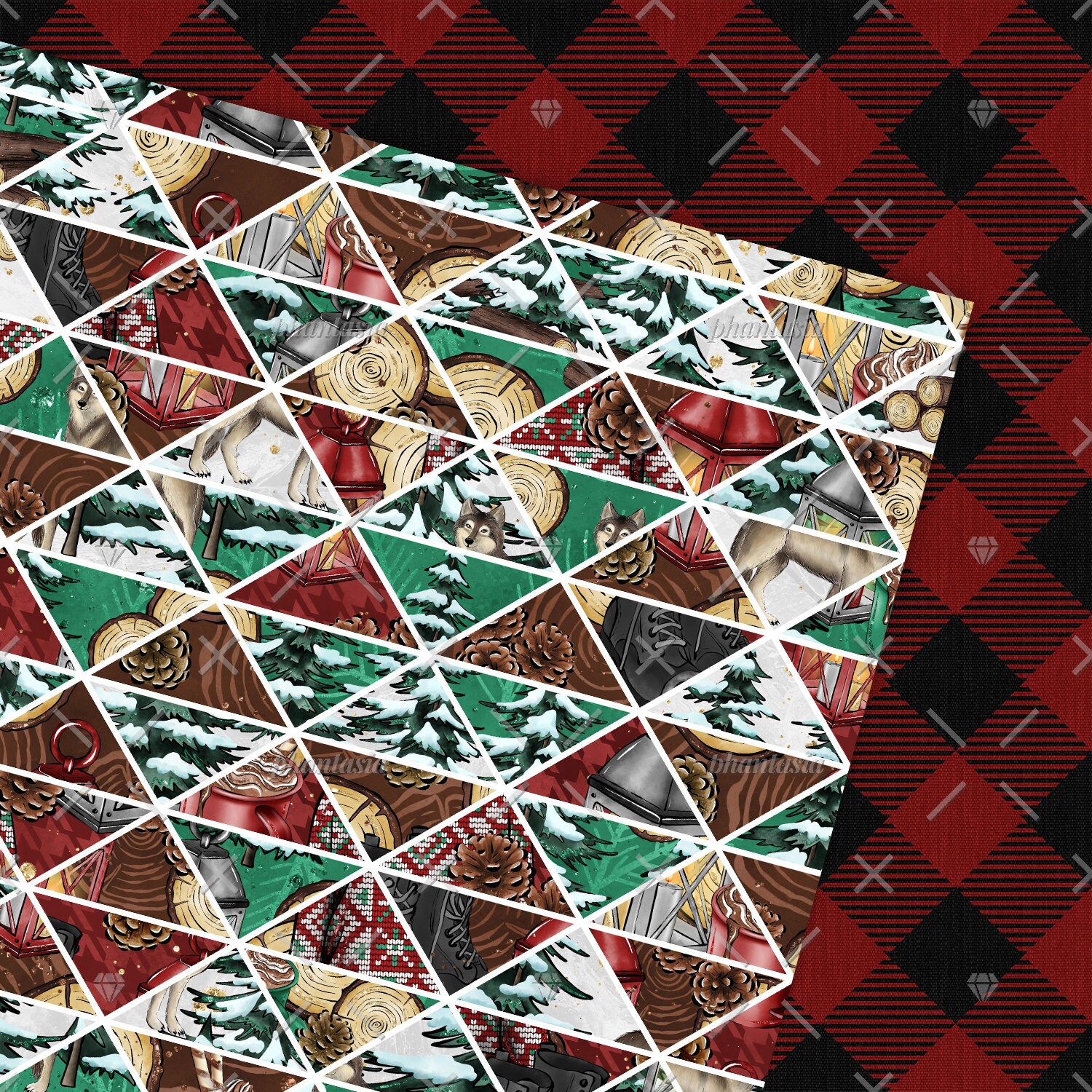 Winter Digital Paper Pack Lumberjack Digital Christmas | Etsy