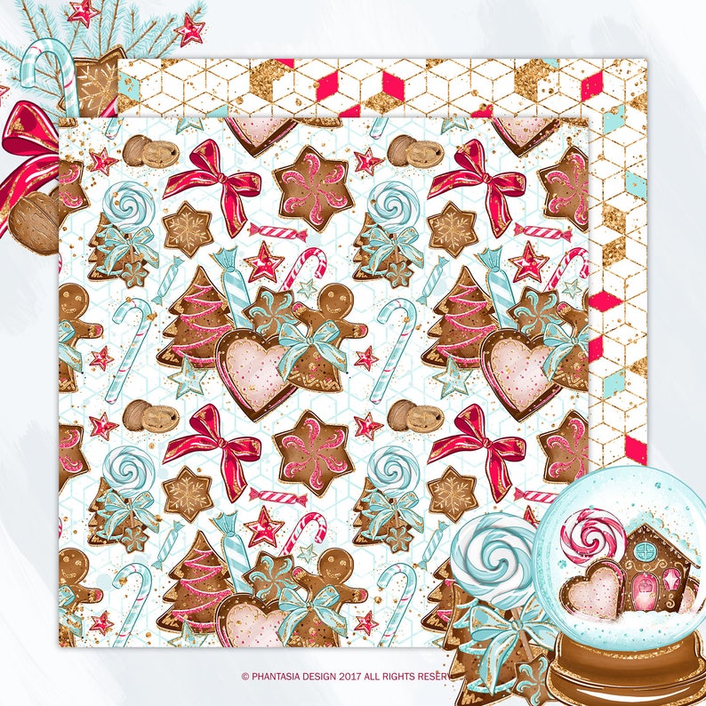 Christmas Gingerbread Digital Paper Pack, Gingerbread Cookies ...