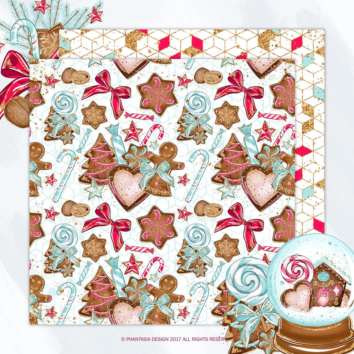 Christmas Gingerbread Digital Paper Pack, Gingerbread Cookies ...