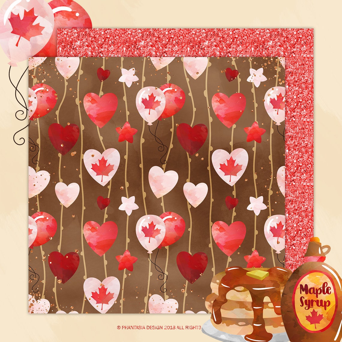 Canada Day Digital Papers, Canadian Pattern, Canada Planner, Maple ...