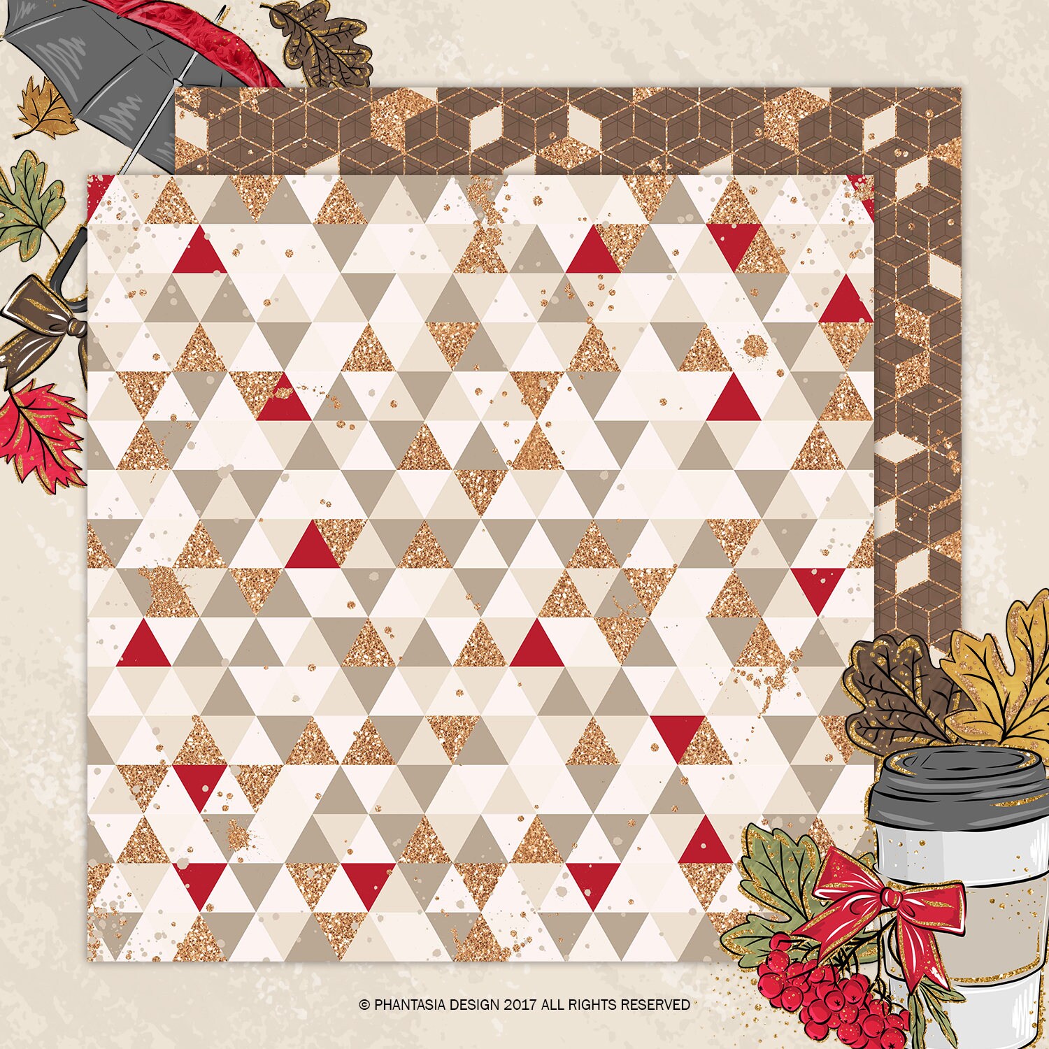 Fall Watercolor Digital Paper Pack Fashion Illustration Gold | Etsy