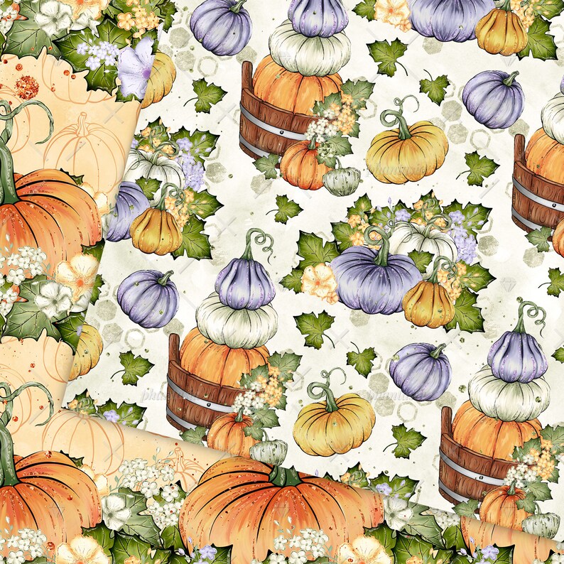 Pumpkins Digital Paper, Thanksgiving Digital Papers, Seamless Pumpkins ...