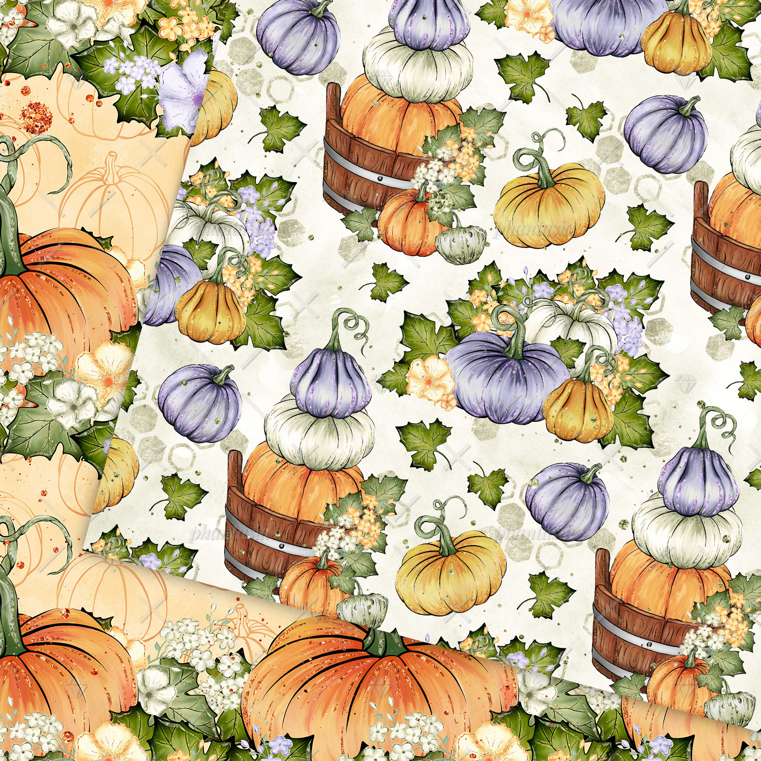 Pumpkins Digital Paper Thanksgiving Digital Papers Seamless | Etsy