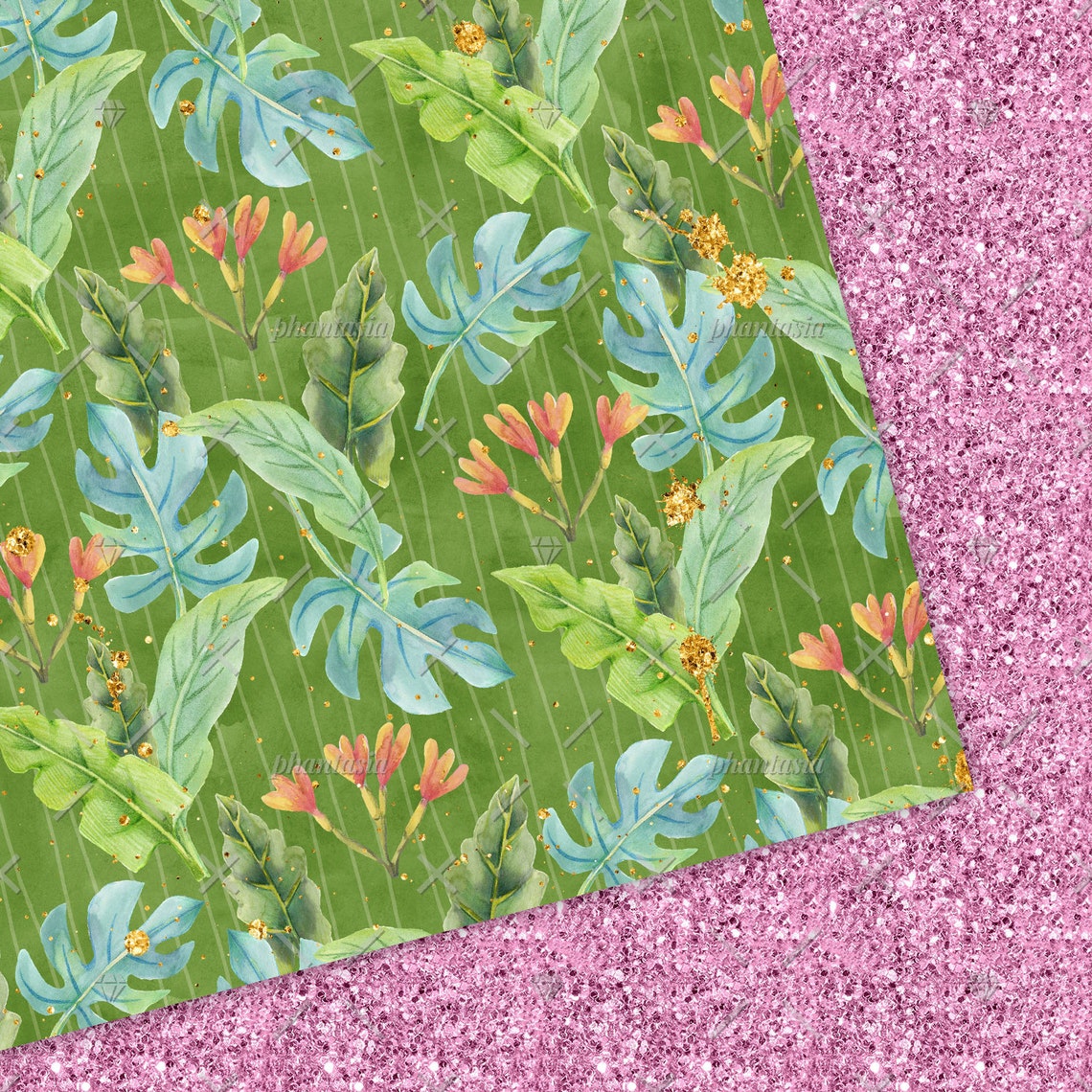 Exotic Birds Digital Papers Exotic Flowers Flowers Digital - Etsy