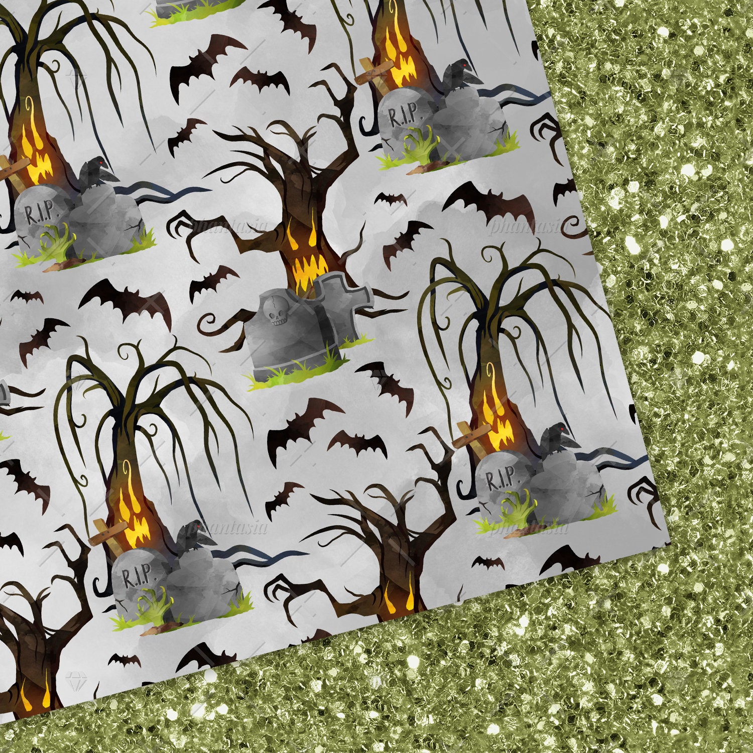 Graveyard Digital Paper Halloween Digital Haunted Forest - Etsy