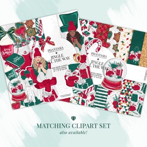 Christmas Digital Paper Pack, Christmas Digital Paper, Gifts, Gold ...