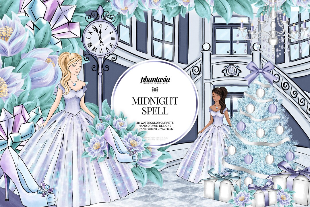 Princess Watercolor Cliparts, Christmas Clipart, New Years Clipart ...