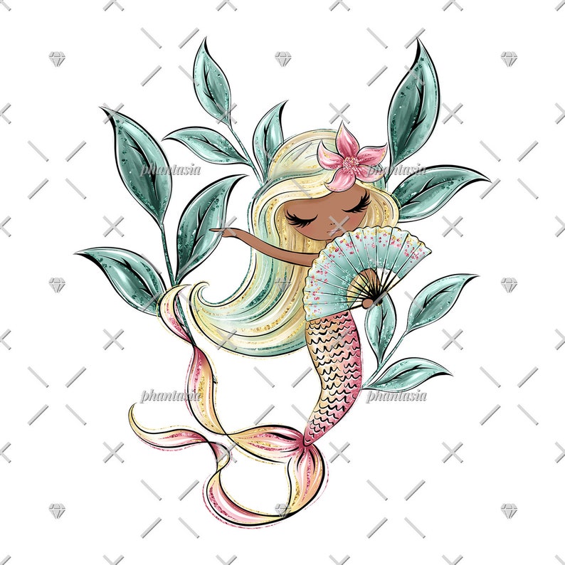 Summer Mermaids Watercolor Clipart, Tropical Mermaids, Sunny Mermaids ...
