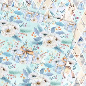 Pastel Christmas Digital Papers, Whimsical Christmas, Watecolor ...