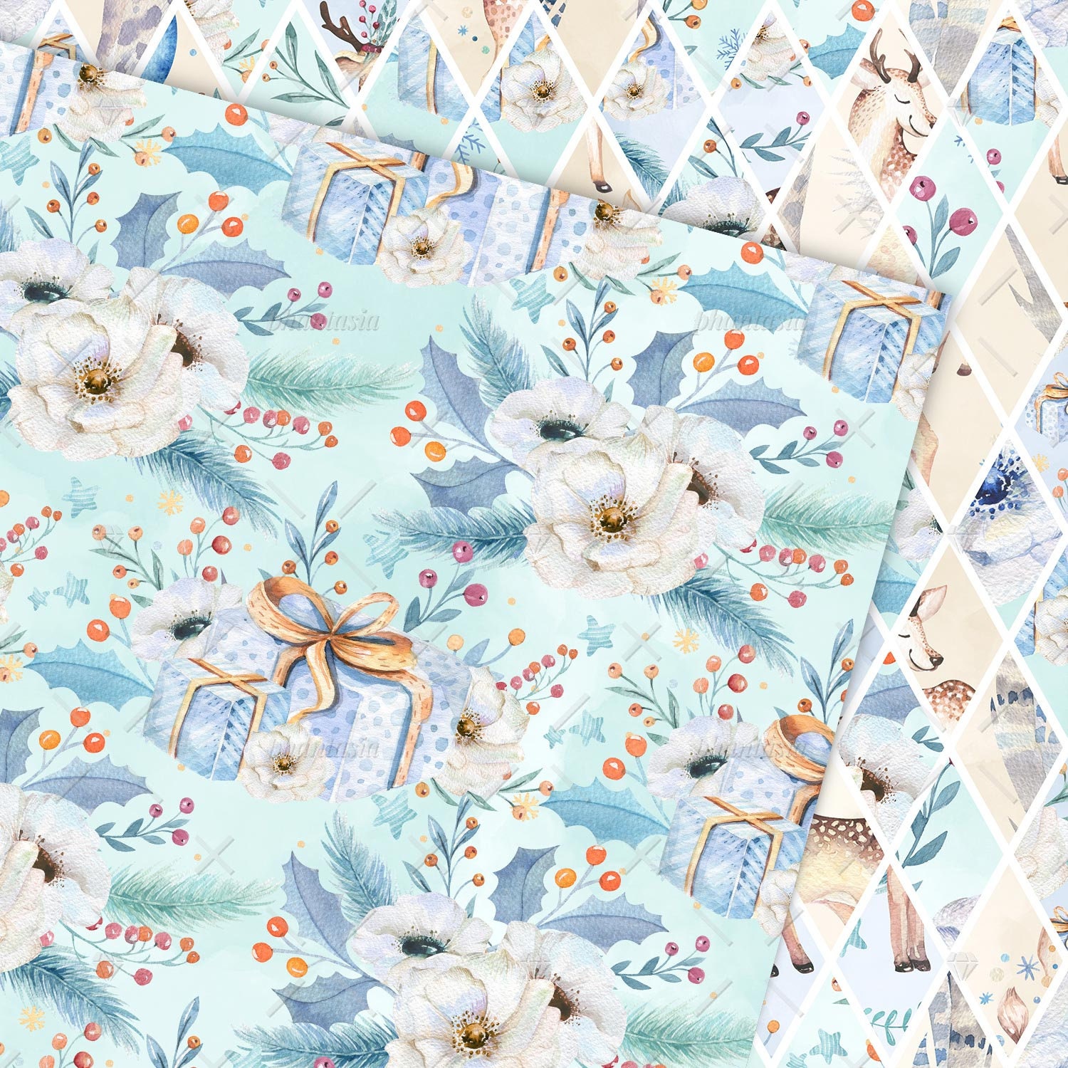 Pastel Christmas Digital Papers Whimsical Christmas - Etsy