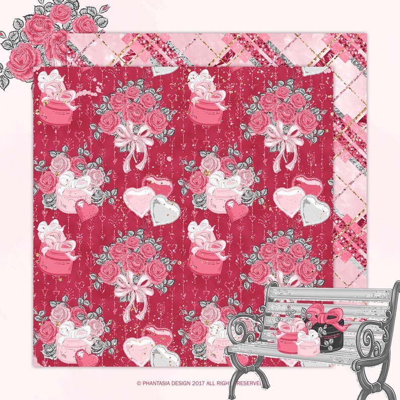 Valentines Day Digital Paper Pack Valentines Digital Paper - Etsy