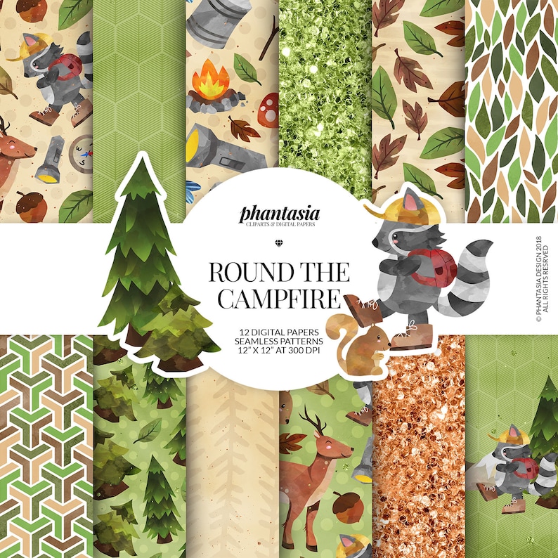 Hiking Digital Paper Camping Digital Woodland Pattern | Etsy