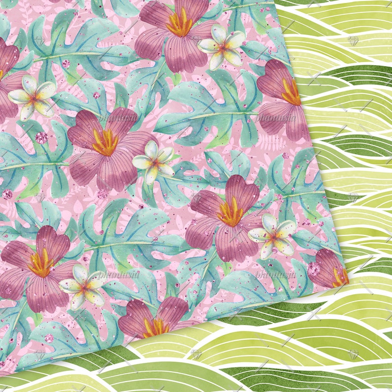Exotic Birds Digital Papers Exotic Flowers Flowers Digital - Etsy