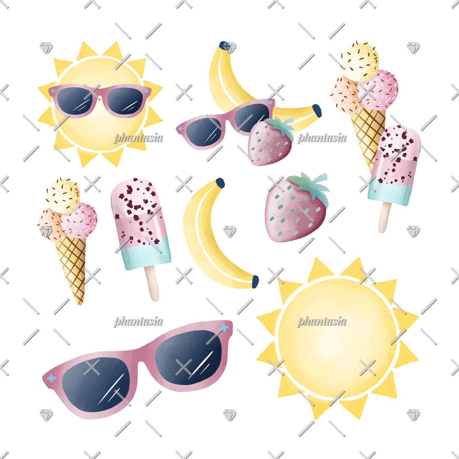 Summer Clipart Bundle Summer Digital Papers Summer Elements - Etsy
