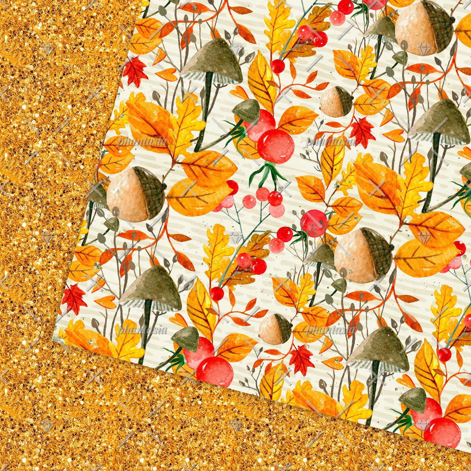 Fall Digital Paper Autumn Patterns Fall Seamless Forest | Etsy