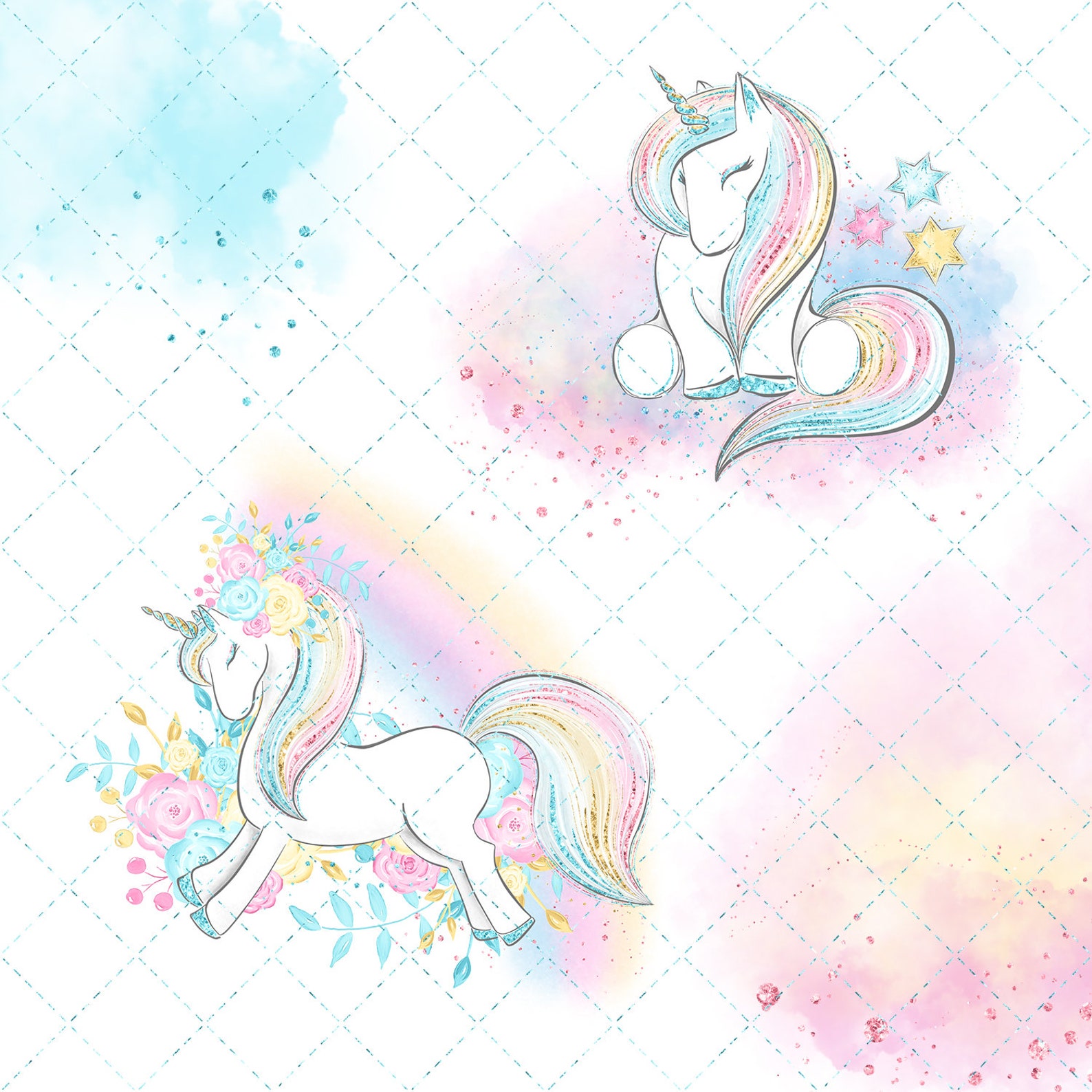 Unicorn Clipart Whimsical Clipart Unicorn Planner Rainbow - Etsy Australia