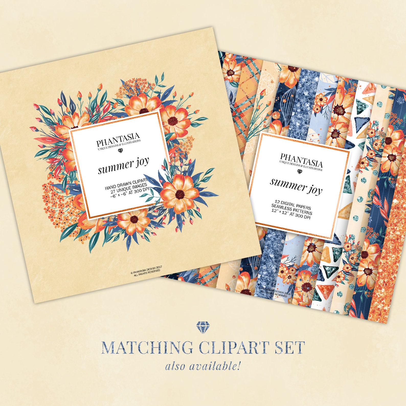 Watercolor Floral Digital Paper Flower Digital Blue and - Etsy