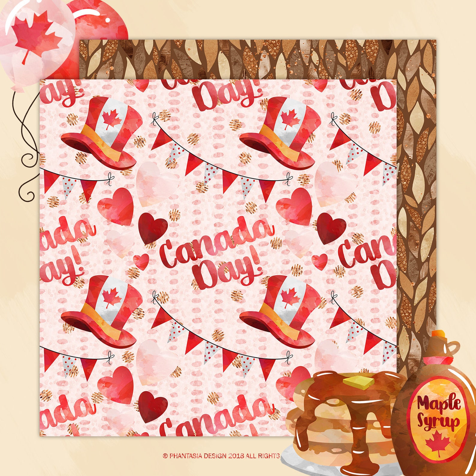 Canada Day Digital Papers Canadian Pattern Canada Planner - Etsy