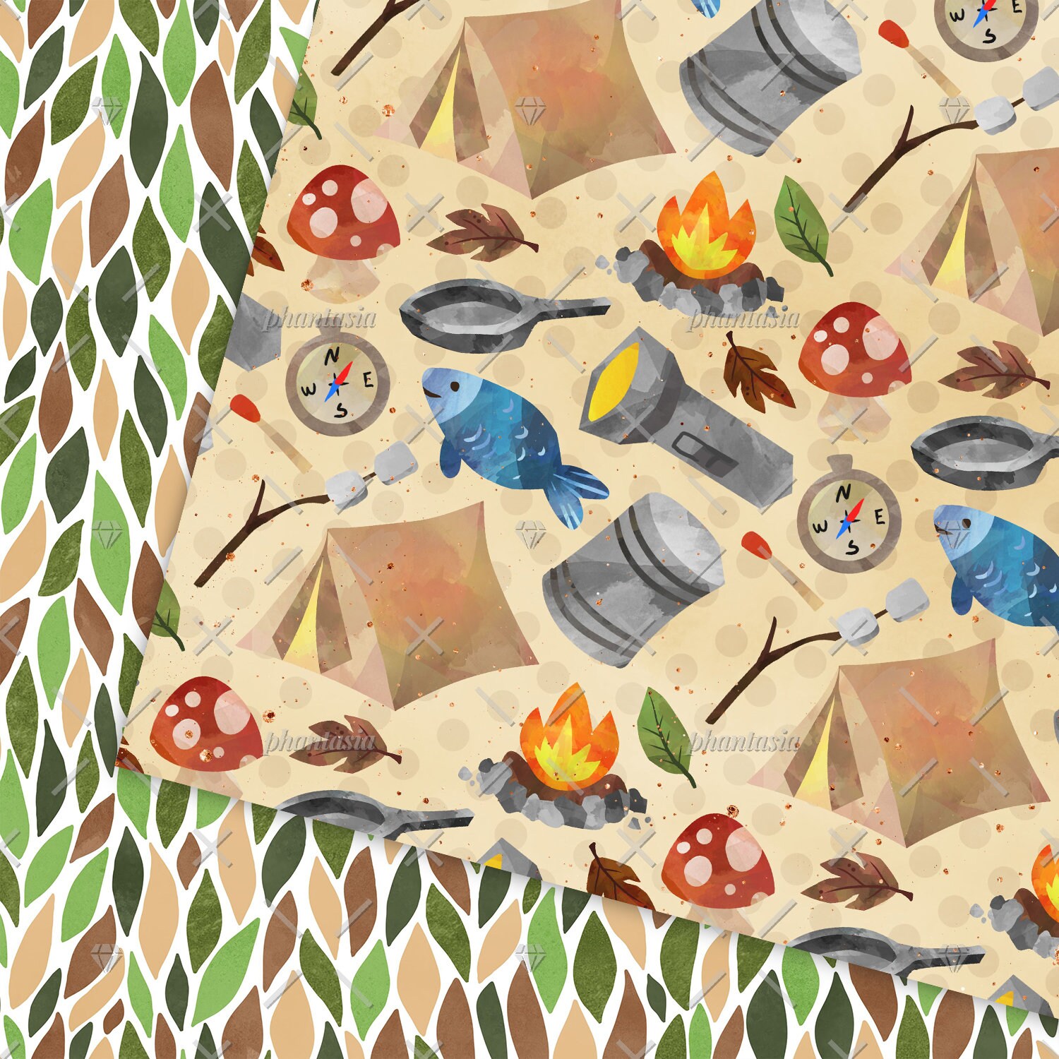 Hiking Digital Paper Camping Digital Woodland Pattern | Etsy