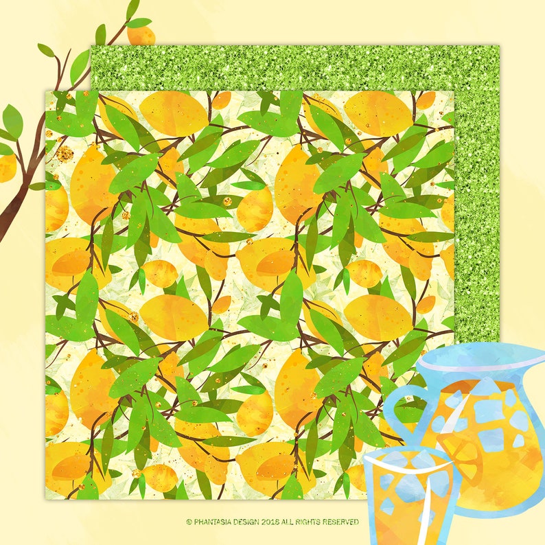 Lemonade Digital Paper Summer Digital Paper Summer Planner | Etsy
