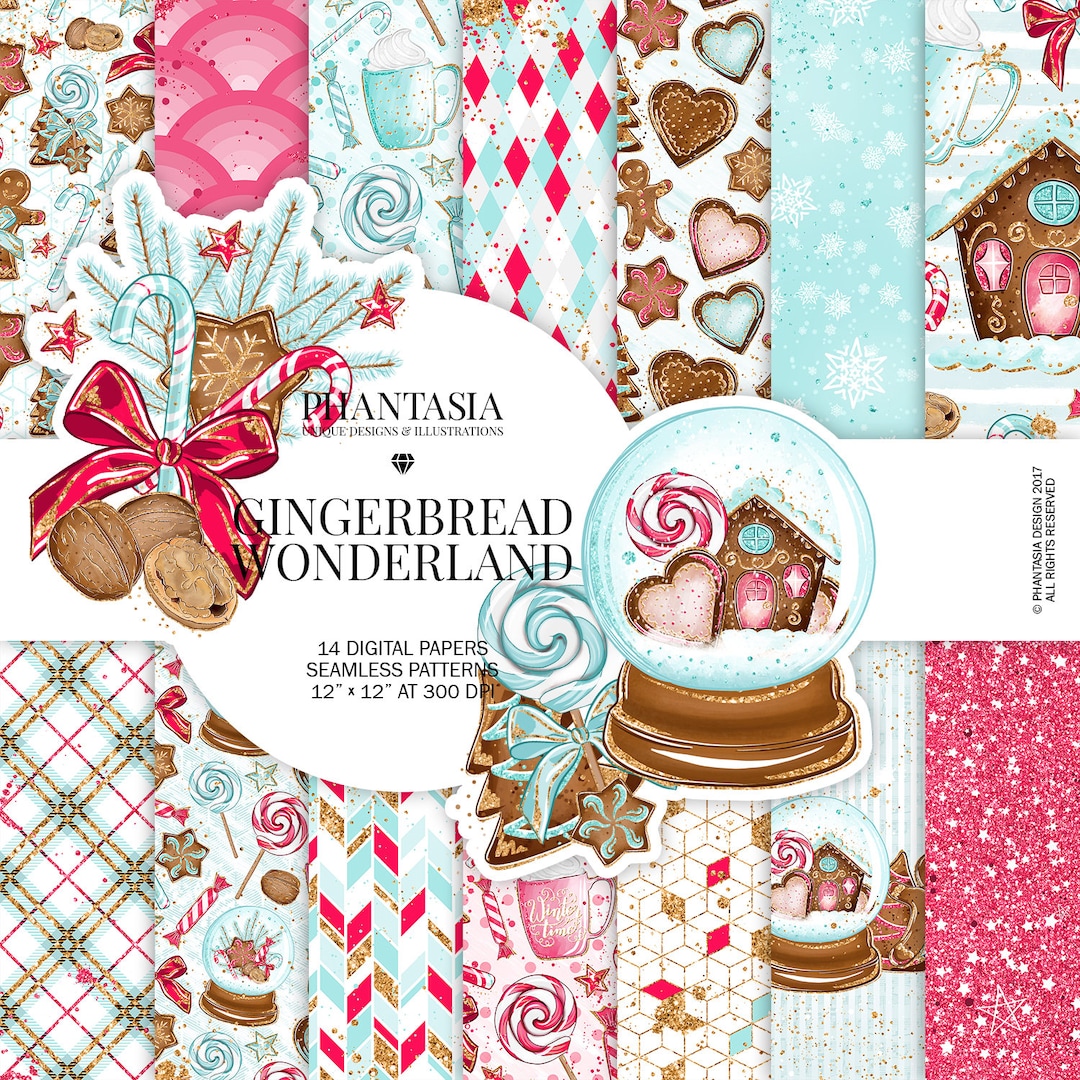 Christmas Gingerbread Digital Paper Pack, Gingerbread Cookies ...