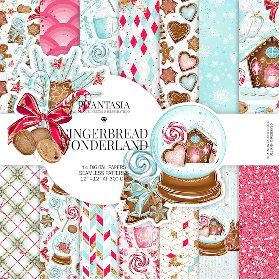 Christmas Gingerbread Digital Paper Pack Gingerbread Cookies | Etsy