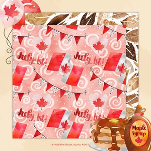 Canada Day Digital Papers, Canadian Pattern, Canada Planner, Maple ...