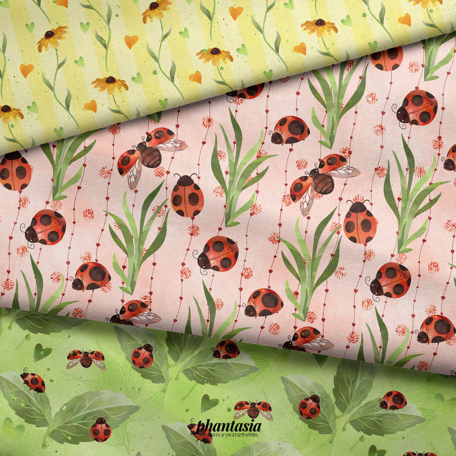 Ladybugs Digital Paper Summer Pattern Spring Seamless | Etsy