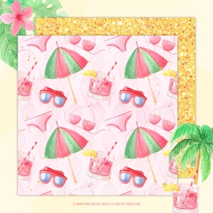 Beach Digital Paper, Summer Digital Paper Pack, Summer Planner, Beach ...