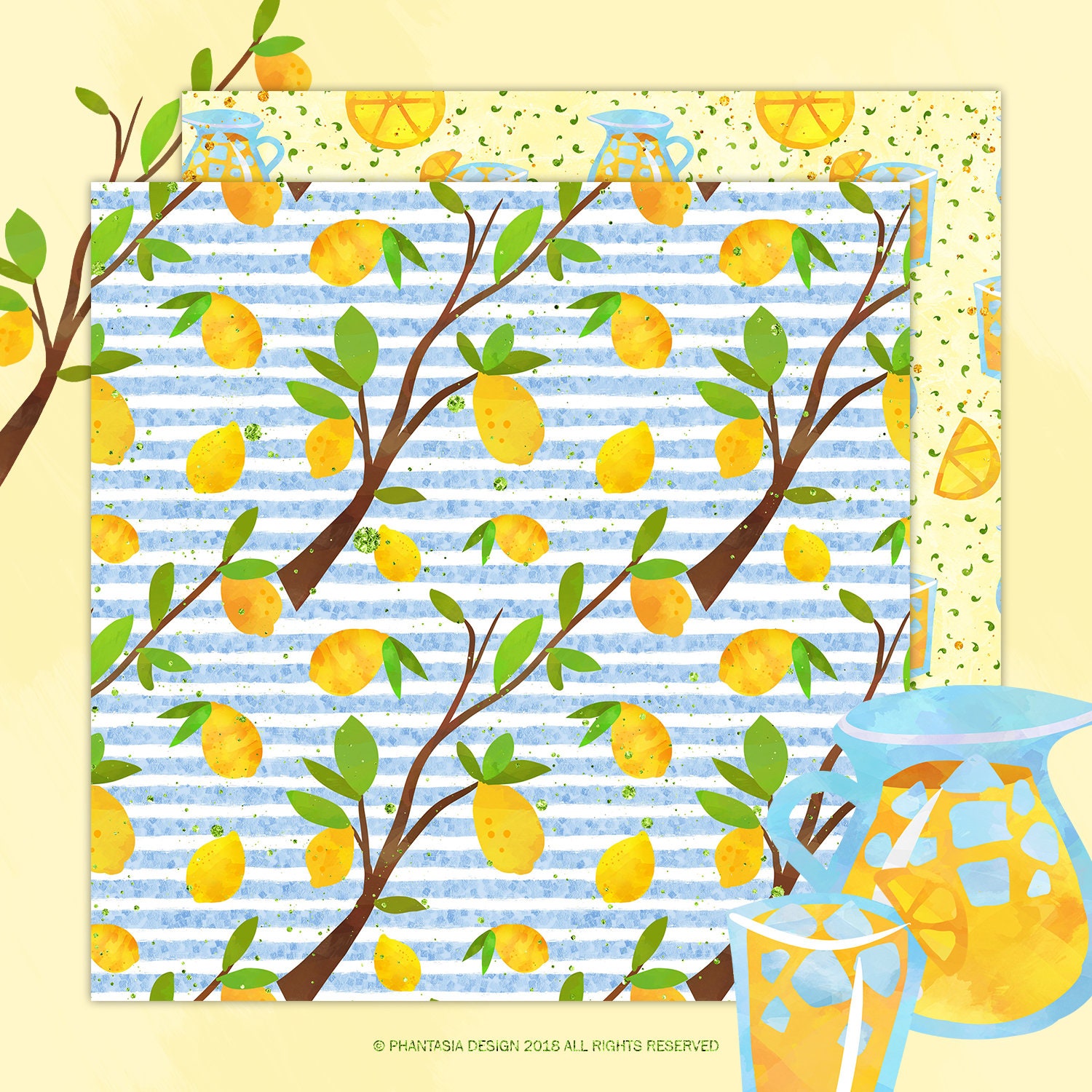 Lemonade Digital Paper Summer Digital Paper Summer Planner | Etsy