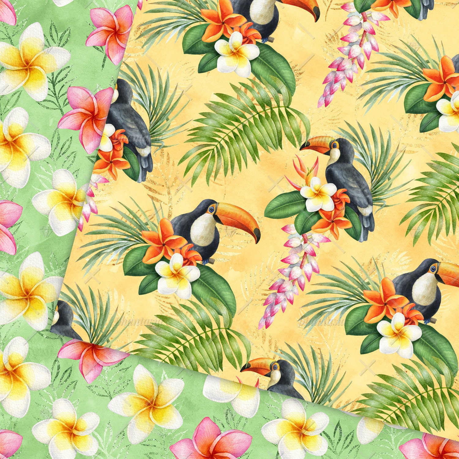 Tropical Digital Paper Summer Digital Exotic Patterns | Etsy