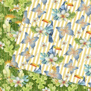 Exotic Birds Digital Papers, Exotic Flowers, Flowers Digital Paper ...