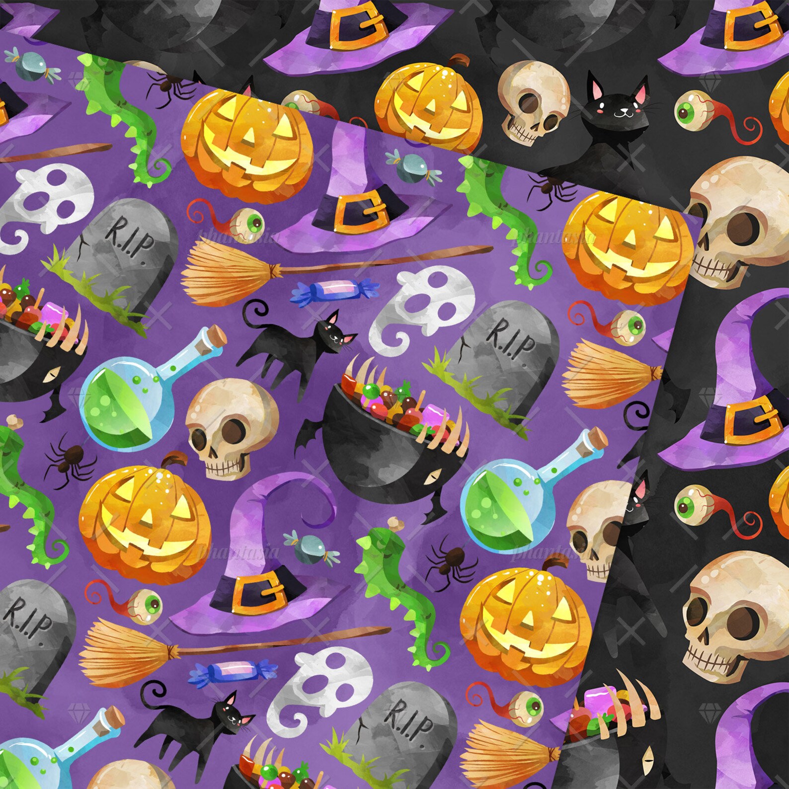 Halloween Digital Papers Halloween Patterns Spooky Digital | Etsy