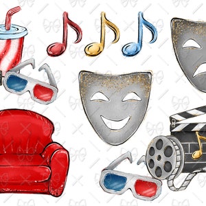 Cinema Watercolor Clipart, Cinema Clipart, Movie Clipart, Cinema ...