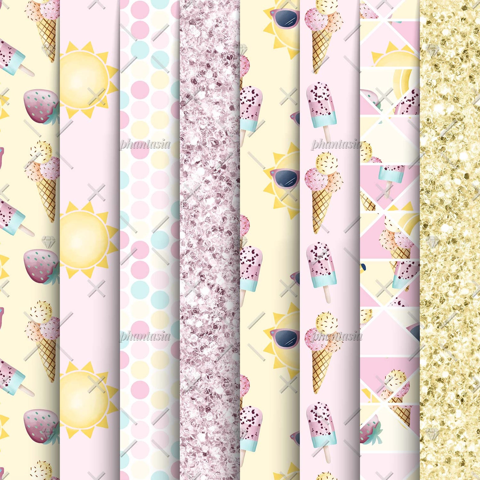 Summer Clipart Bundle Summer Digital Papers Summer Elements | Etsy