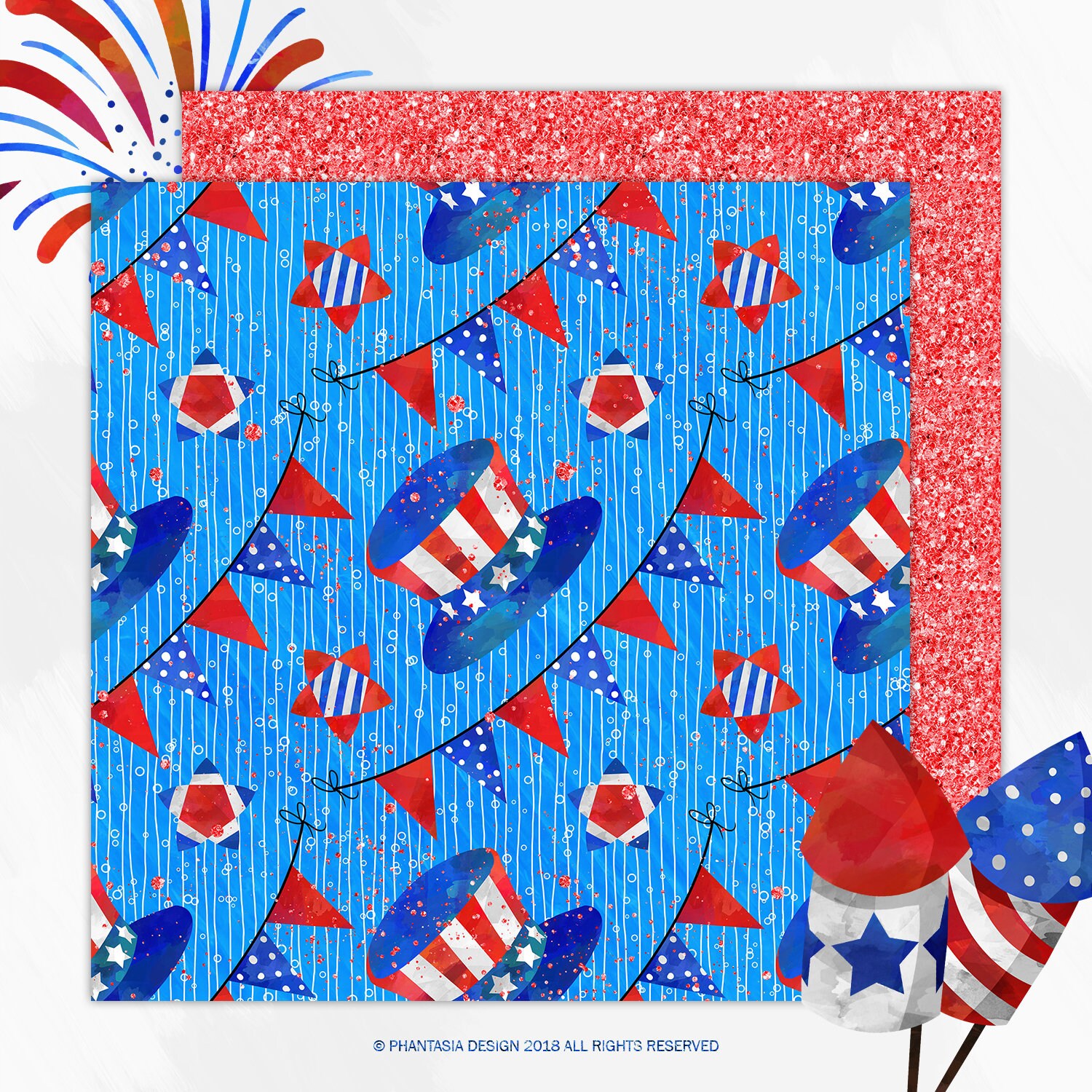 July 4th Digital Paper 4th of July Digital America Planner | Etsy