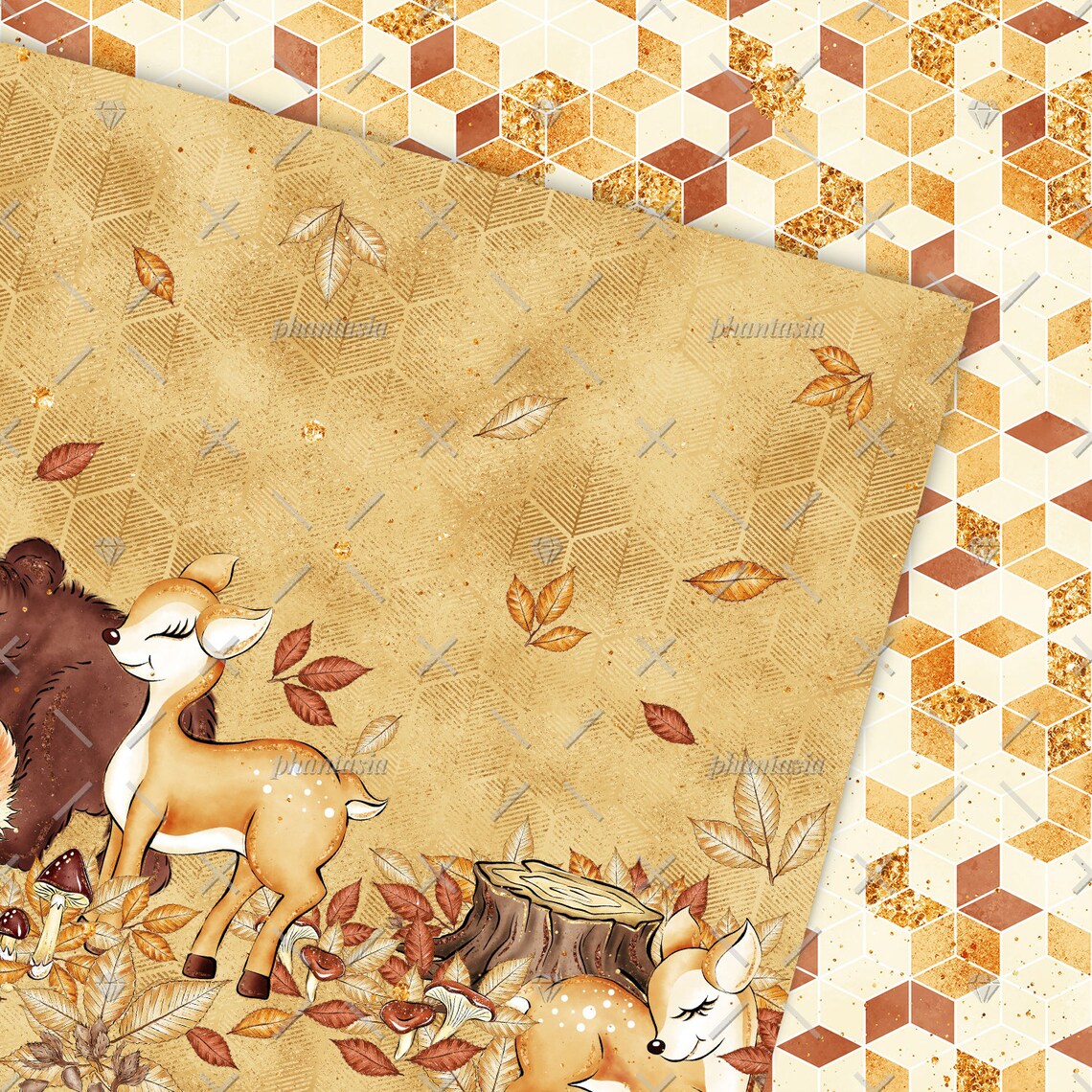 Forest Animals Digital Papers Cute Animals Autumn Digital | Etsy