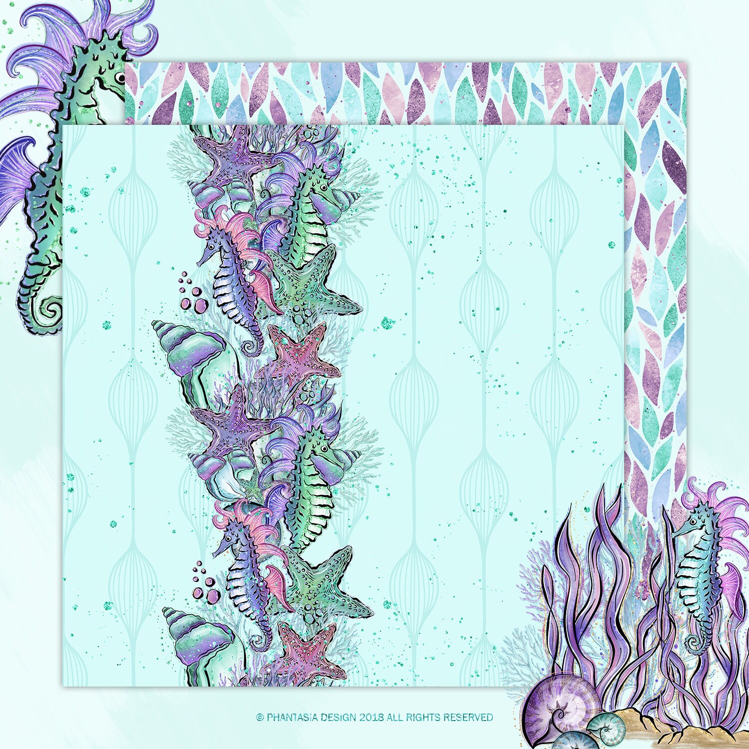 Mermaid Digital Paper, Summer Digital Paper, Sealife Digital Papers ...